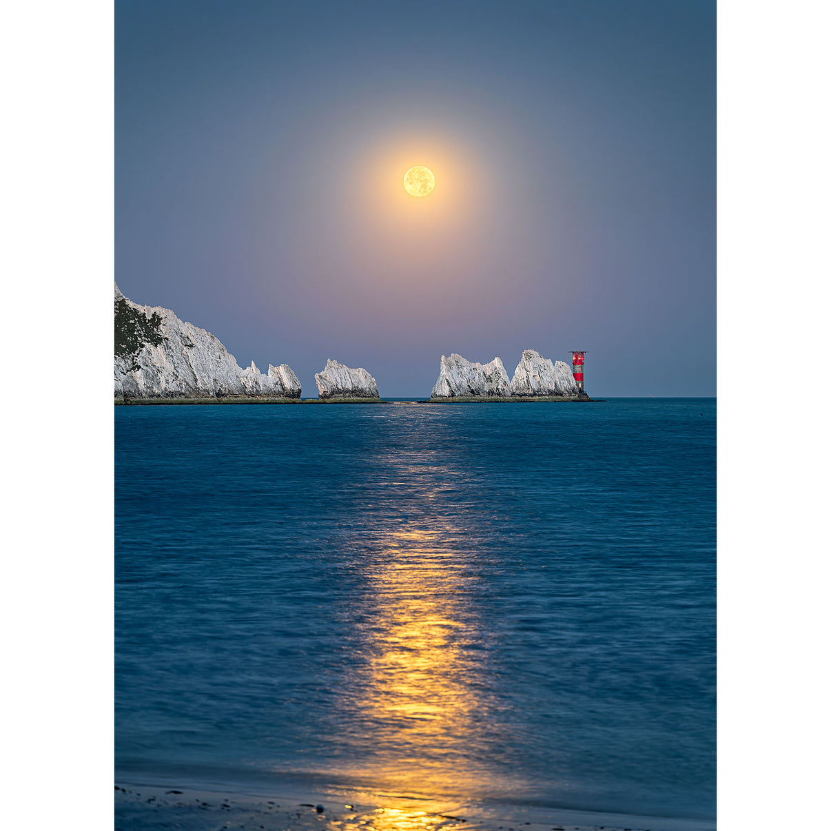Moonset over The Needles – Available Light Photography